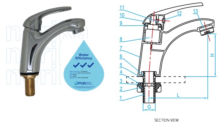 Single Lever Cold Basin Tap| Norika in Singapore