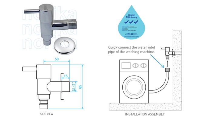 Washing Machine Union Bib Tap| Norika in Singapore