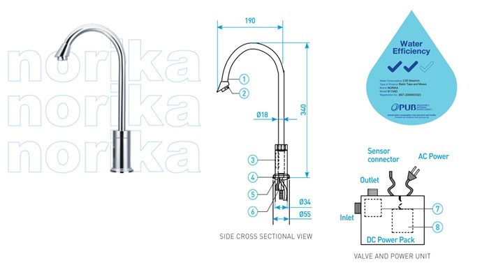 Sensor Basin Pillar Tap| Norika in Singapore