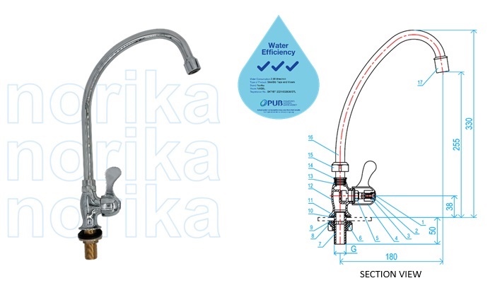 Quick Turn Action Pillar Sink Tap| Norika in Singapore