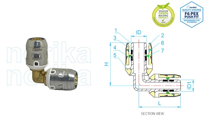 PEX Push-Fit Reducing Elbow (Type F6)| Norika in Singapore