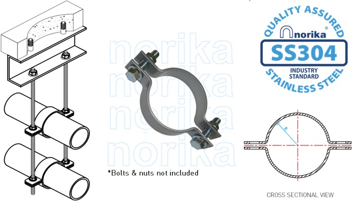 Stainless Steel 304 Pipe Clamp Type D| Norika in Singapore