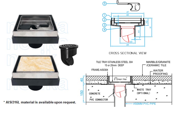 AISI304L DECORATIVE SMARTDRAIN10050 TILE & MARBLE (For HDB Projects ...
